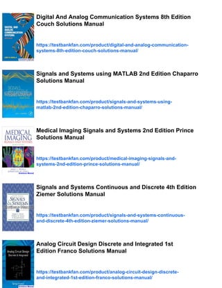 Analog Signals and Systems 1st Edition Kudeki Solutions Manual | PDF