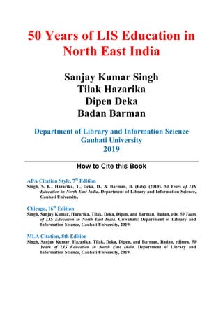50 Years of LIS Education in North East India 1st Edition Sanjay Kumar ...