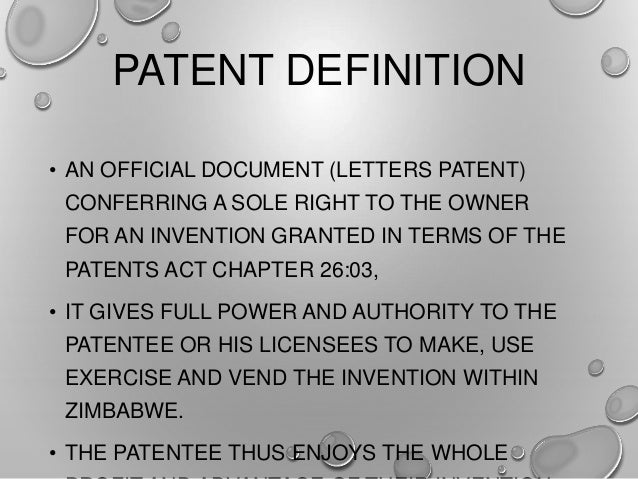 Utilisation of the Patent System