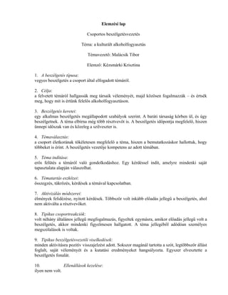 Csop. besz. vez. értékelési lap Malácsik | PDF