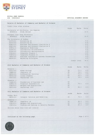 Nicola_Carroll_Academic Transcript | PDF
