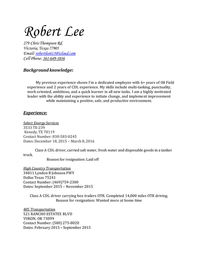 Robert Lee Resume 2015 | PDF