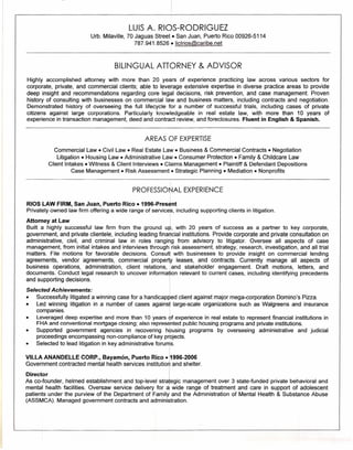 Resume Luis Rios 2016 | PDF | Legal Services Industry | Industries