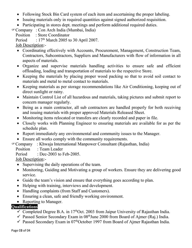 Adil's CV for Warehouse Supervisor -Inventory Controller- | PDF | Logistics | Business