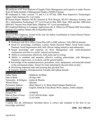 Adil's CV for Warehouse Supervisor -Inventory Controller- | PDF