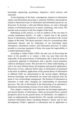 Theory Of Information Fundamentality Diversity And Unification Mark ...