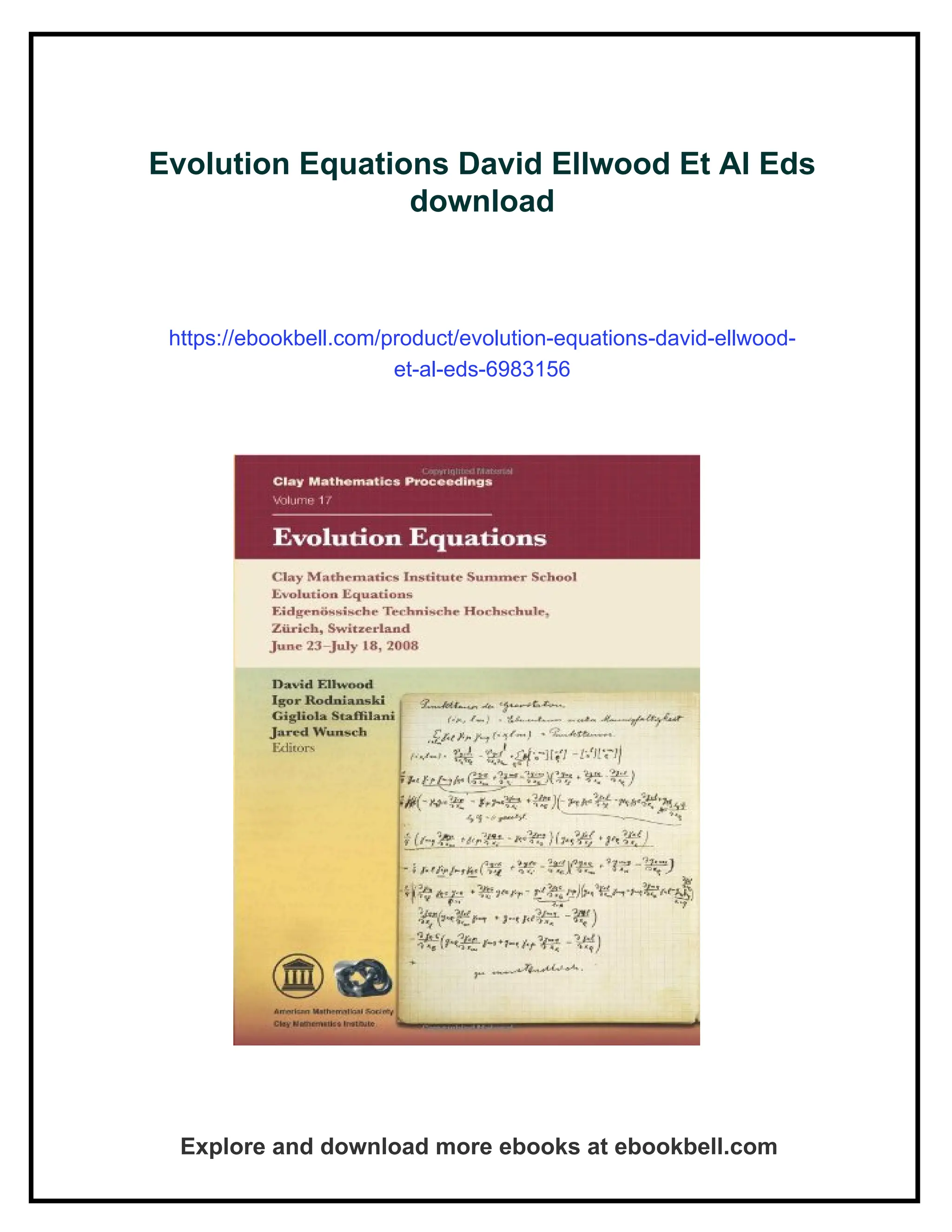 Evolution Equations David Ellwood Et Al Eds | PDF