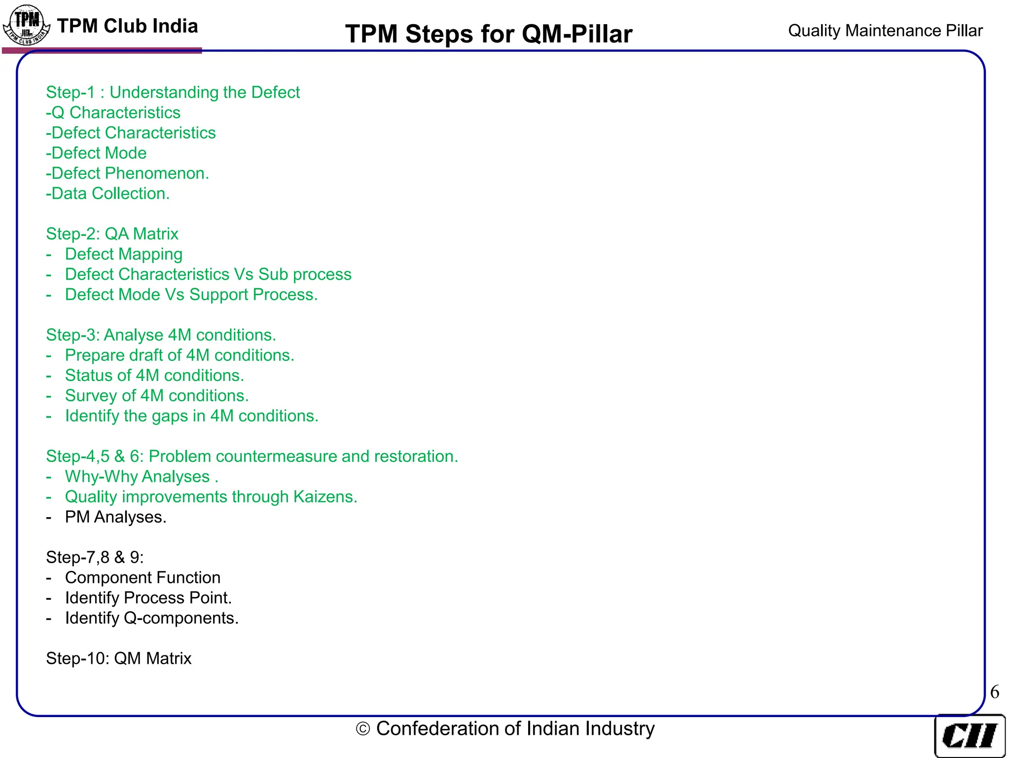 TPM-QM-Training Material as Per JIPM Methodology | PPT