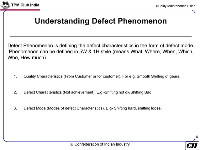TPM-QM-Training Material as Per JIPM Methodology | PPT | Auto Repair ...