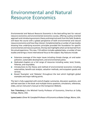 Environmental And Natural Resource Economics 11th Edition Tom ...