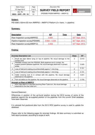 P.Line survey @Brunei by ROV 2013. | PDF