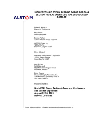 ALSTOM TECHNICAL PAPER - 2005 EPRI Pulliam #6 HP Rotor Forging Section ...