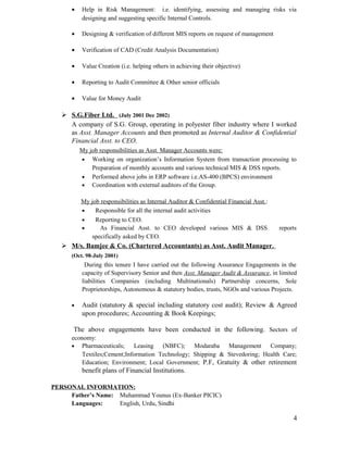 Saleem Younus CV | DOC | Business Accounting & Finance | Business