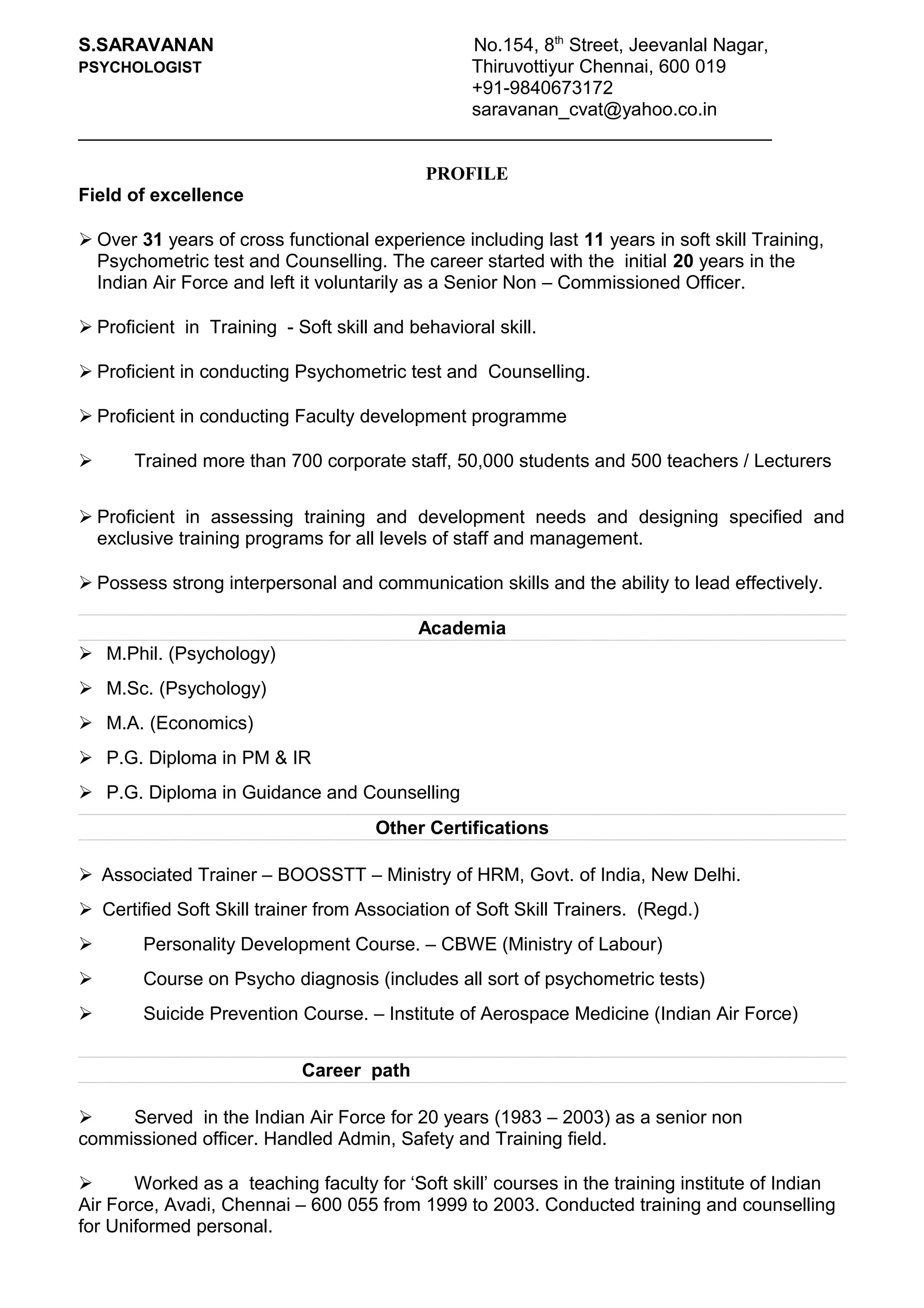 saravanan profile | DOC