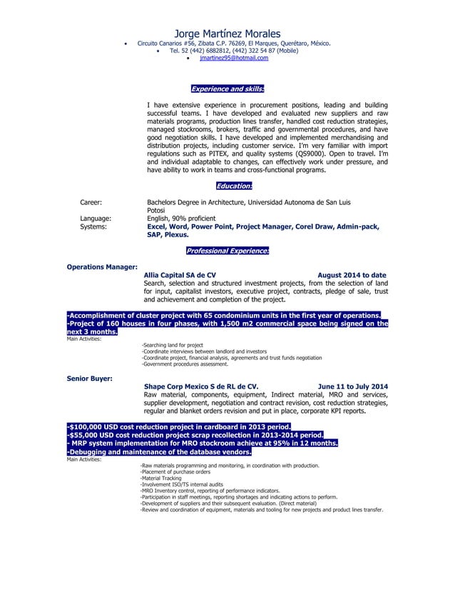 JorgeMartinez english resume | PDF