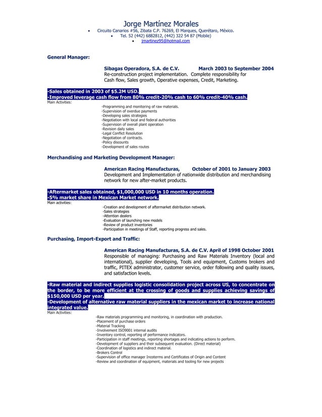 JorgeMartinez english resume | PDF