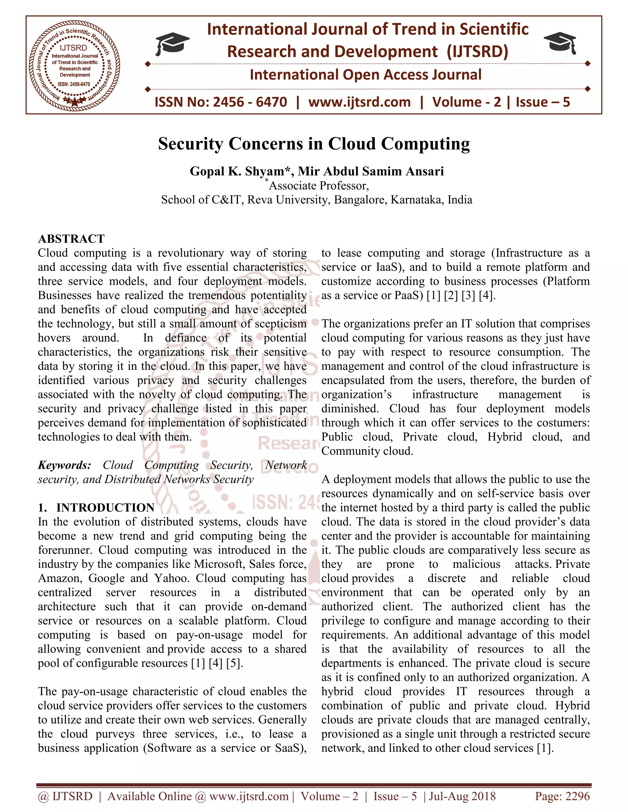 Security Concerns in Cloud Computing | PDF