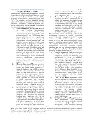 Socioeconomic and Environmental Risk Factors for Malaria in Young Children: A Review (www.kiu.ac ...