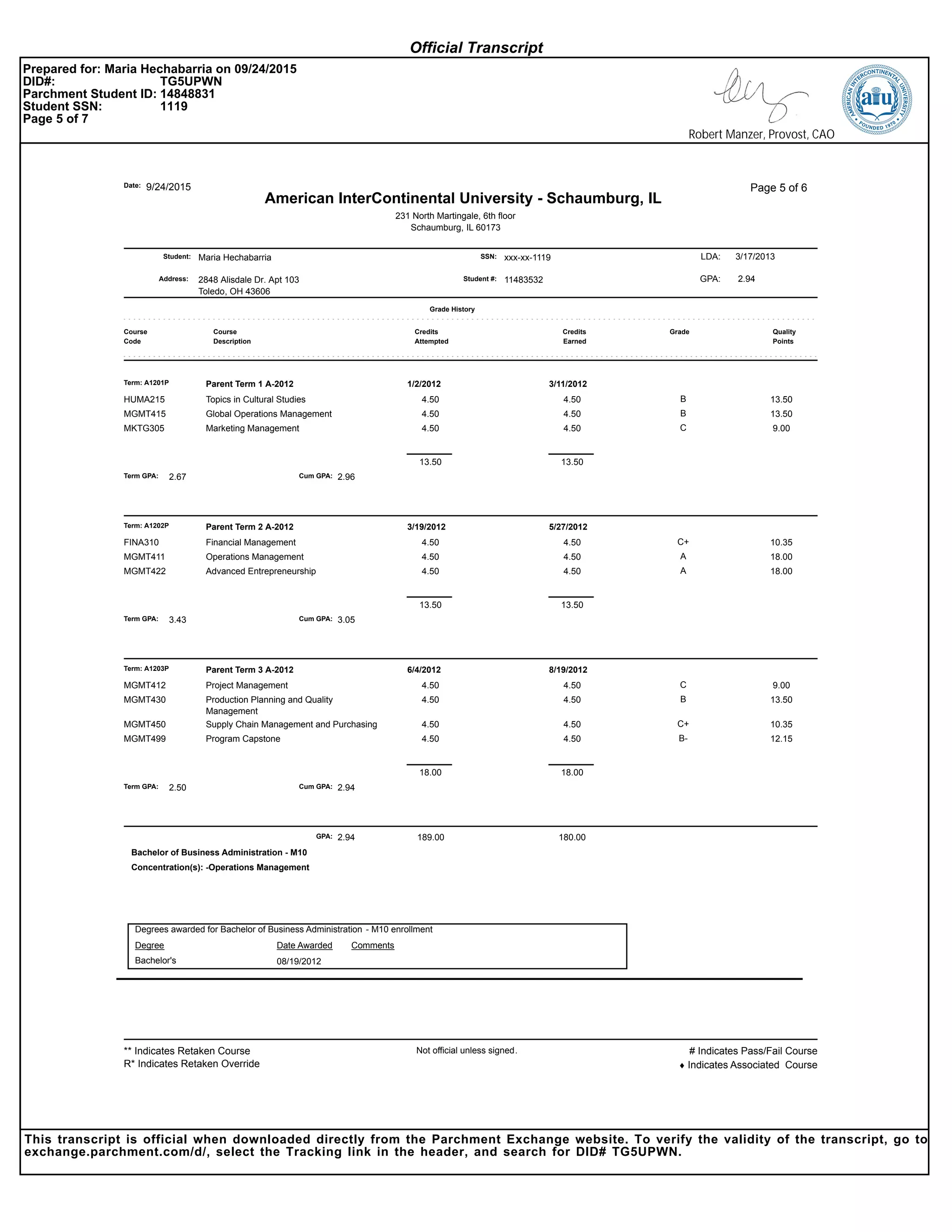 official transcripts | PDF | Undergraduate Education | College Education