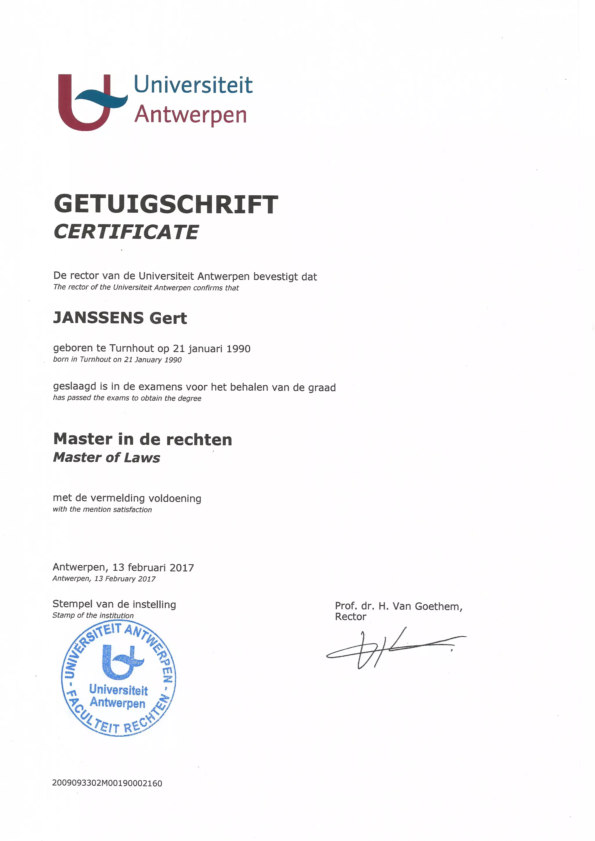 Getuigschrift Master rechten | PDF
