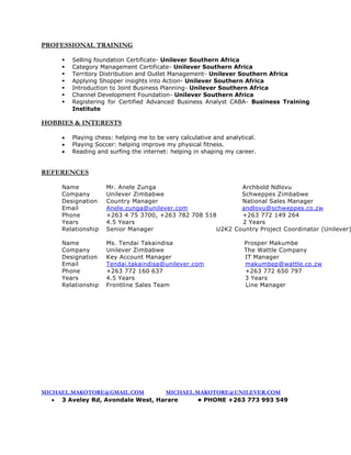 Curriculum Vitae for Makotore Michael | PDF