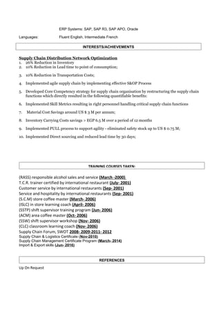 Mahmoud Aly- Supply Chain CV-2017 | DOC | Logistics | Business