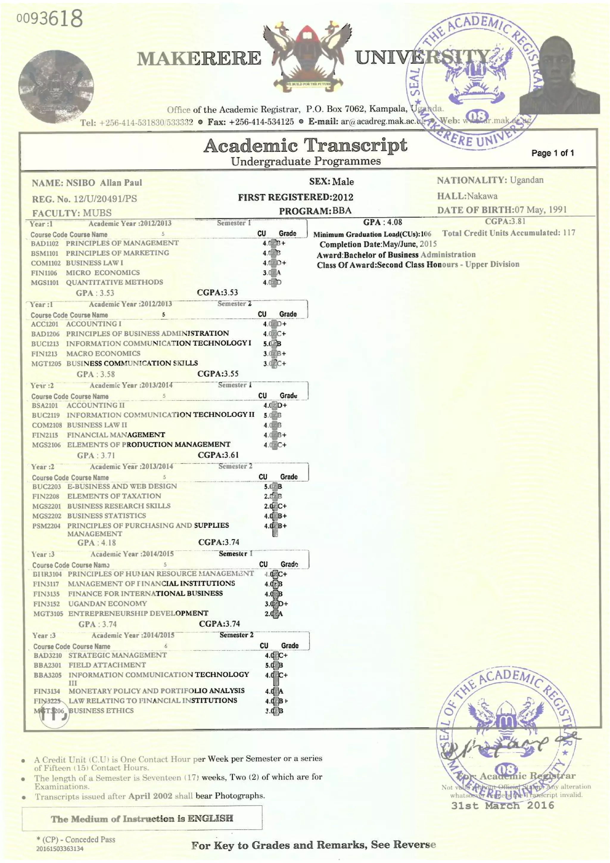Academic transcript | PDF