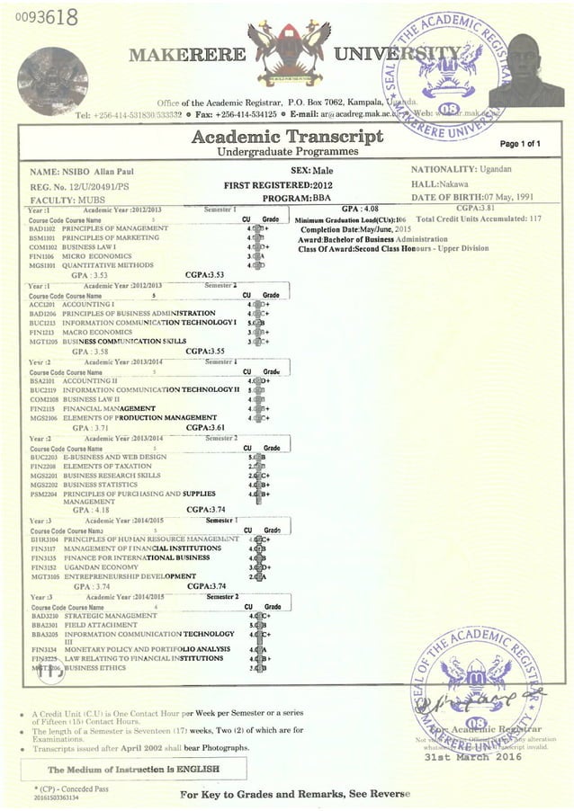 Academic transcript | PDF