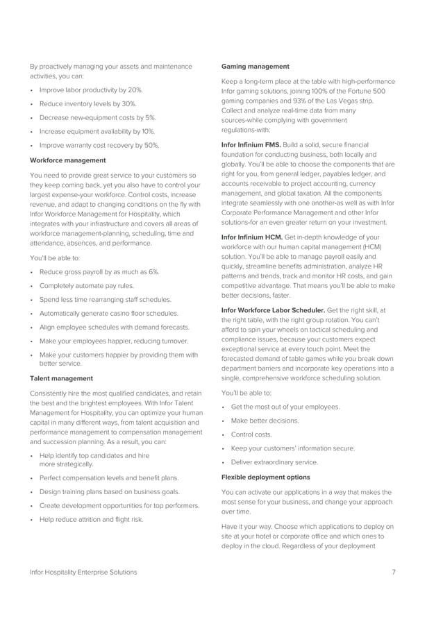 Infor Hospitality Solutions Overview | PDF