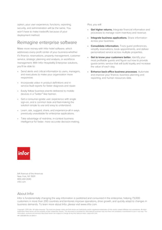 Infor Hospitality Solutions Overview | PDF