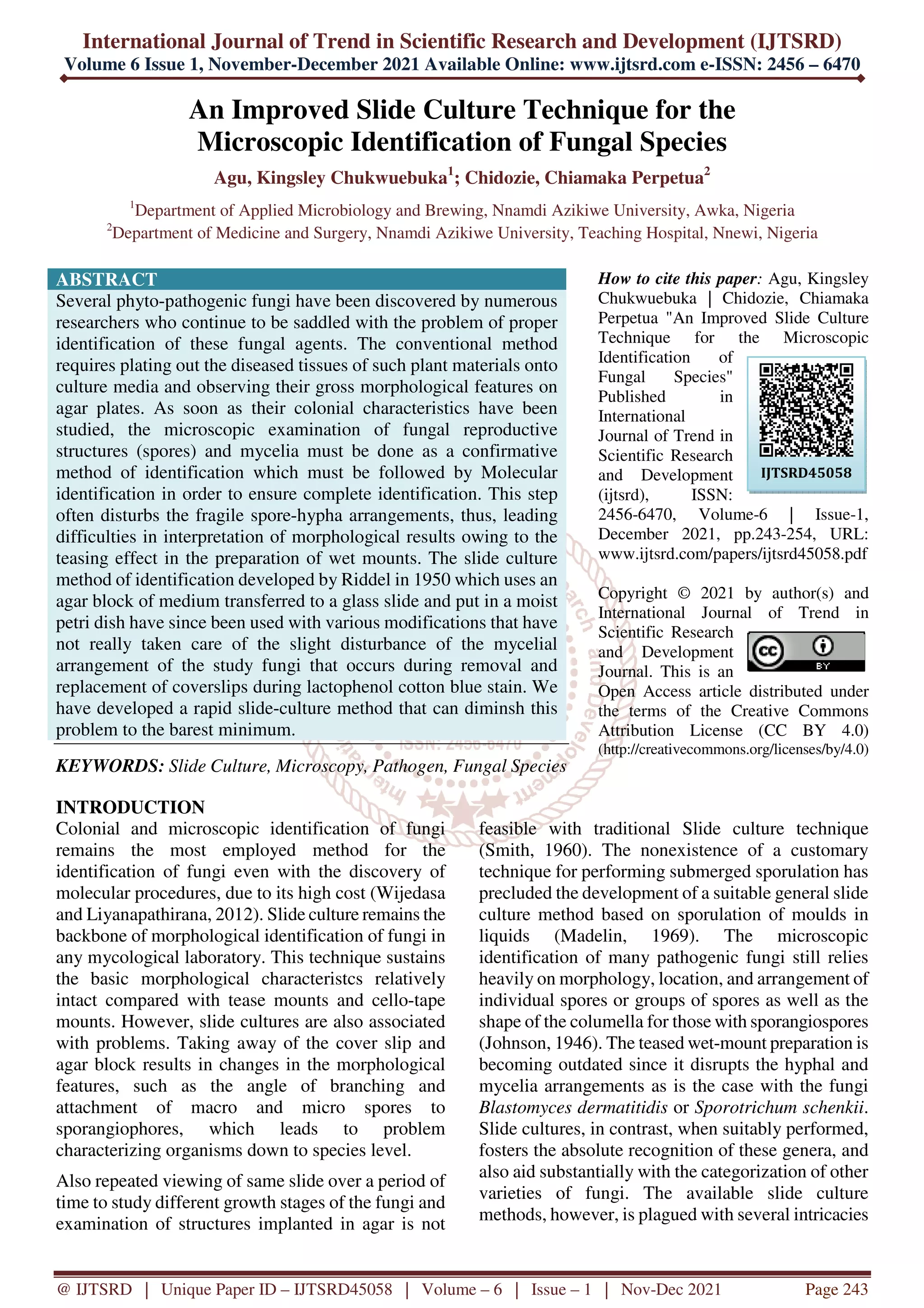 An Improved Slide Culture Technique for the Microscopic Identification ...
