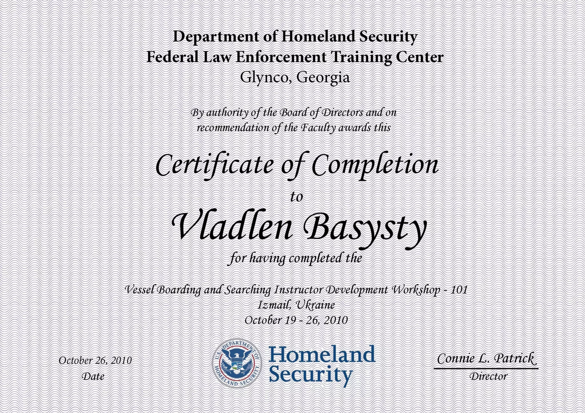 DHS certificate - Versel Boarding and Instructor developing workshop | PDF