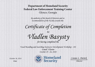 DHS certificate - Versel Boarding and Instructor developing workshop | PDF