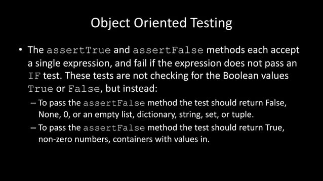 Python Object Oriented Testing Unit Testing Ppt