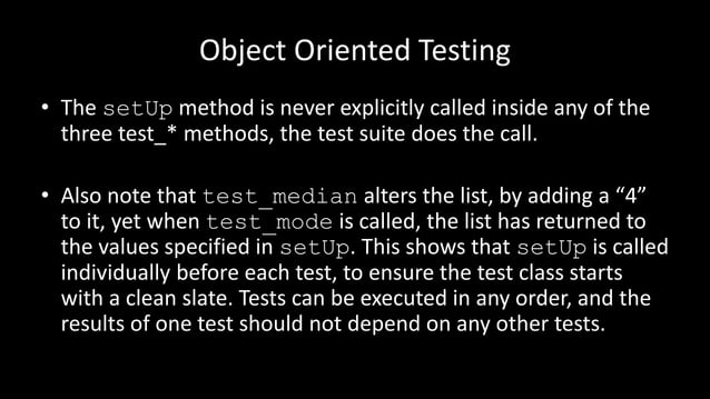 Python: Object-Oriented Testing (Unit Testing) | PPTX Python: Object-Oriented Testing (Unit Testing) | PPTX