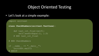 Python: Object-Oriented Testing (Unit Testing) | PPT