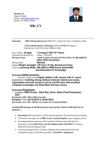 Moorthy_CV_HR | PDF