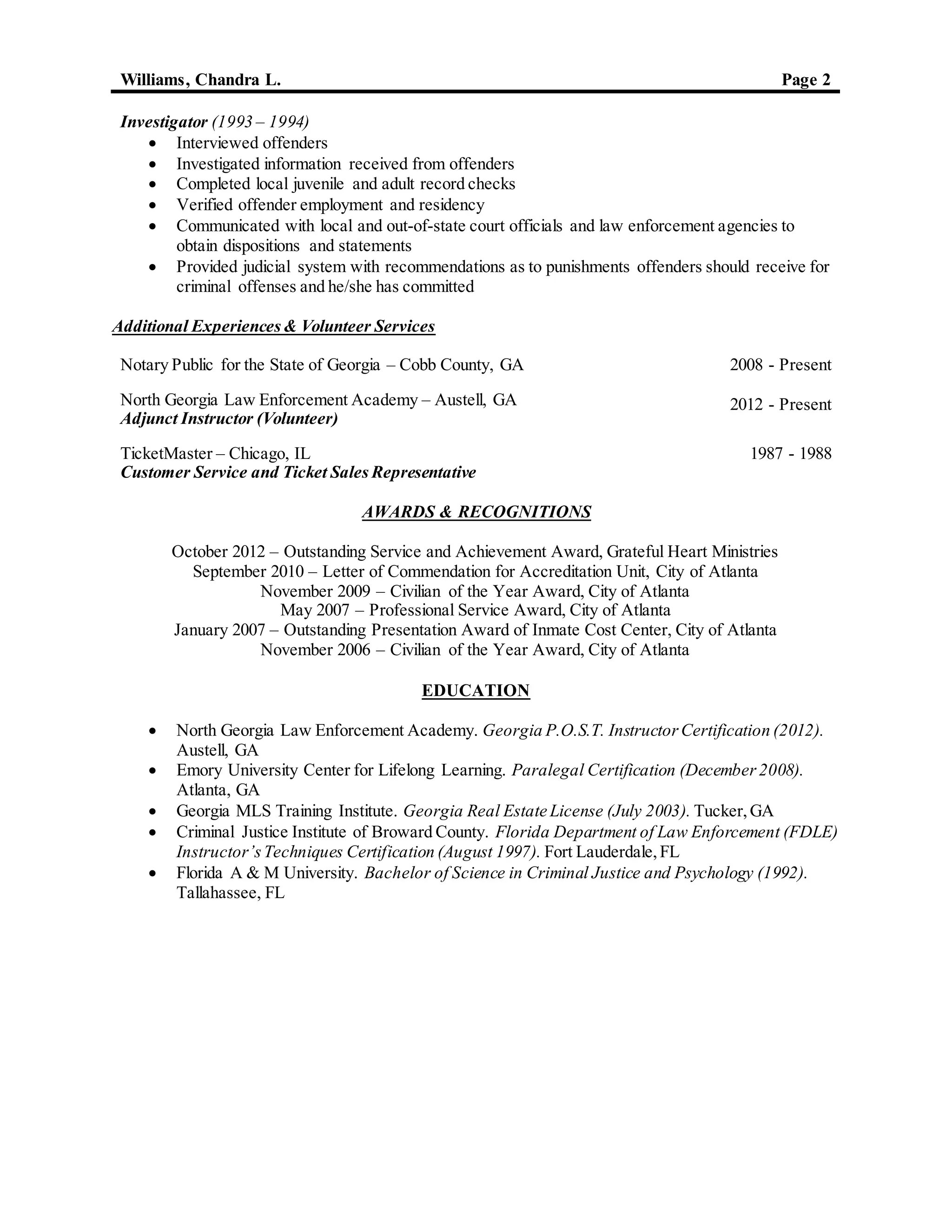 Williams, Chandra - Resume
