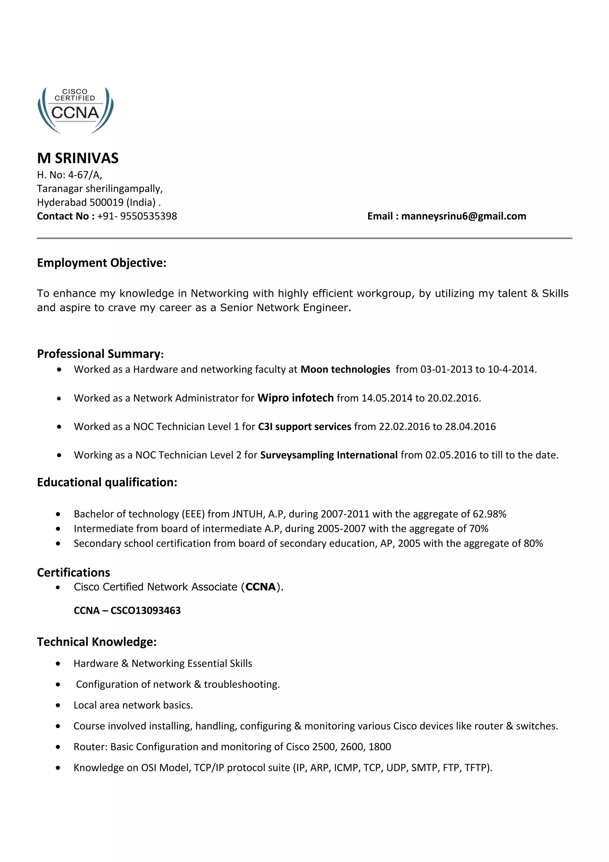 srinivas Resume | PDF