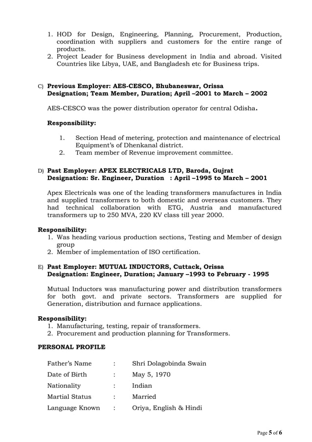RESUME_BS-Project-Maint -1- JPL | PDF