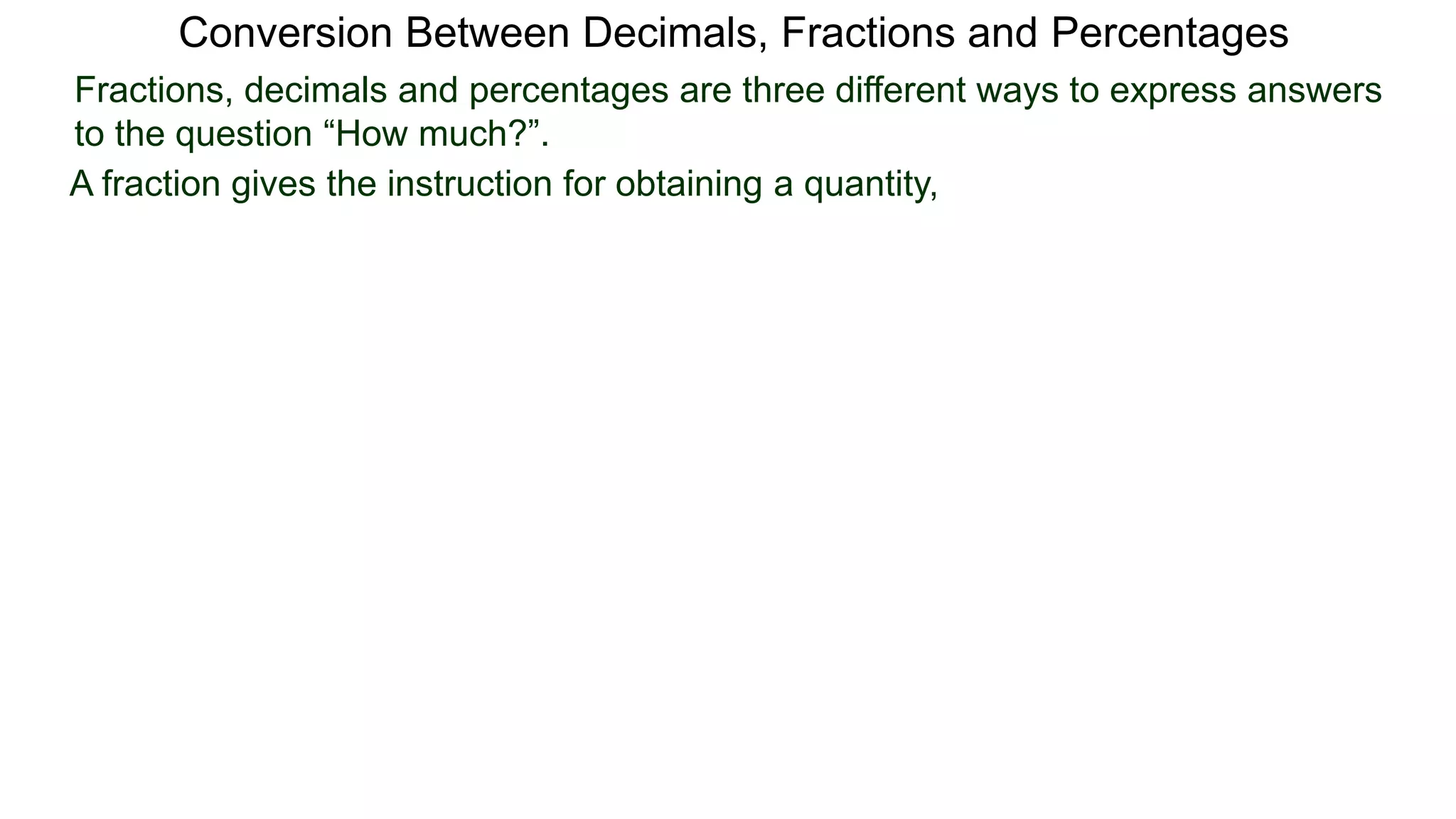 34 conversion between decimals, fractions and percentages | PPT