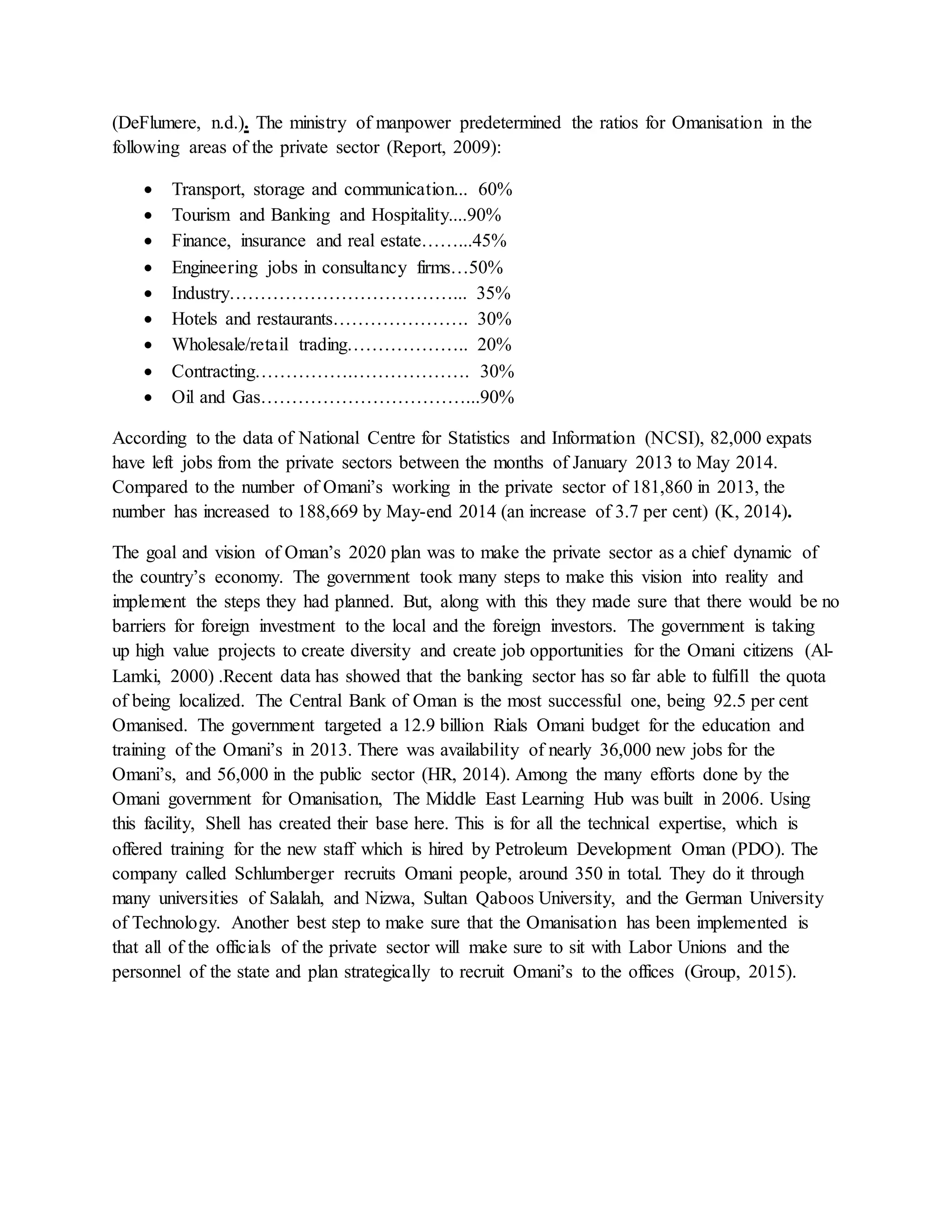 Omanization of the private sector | DOCX