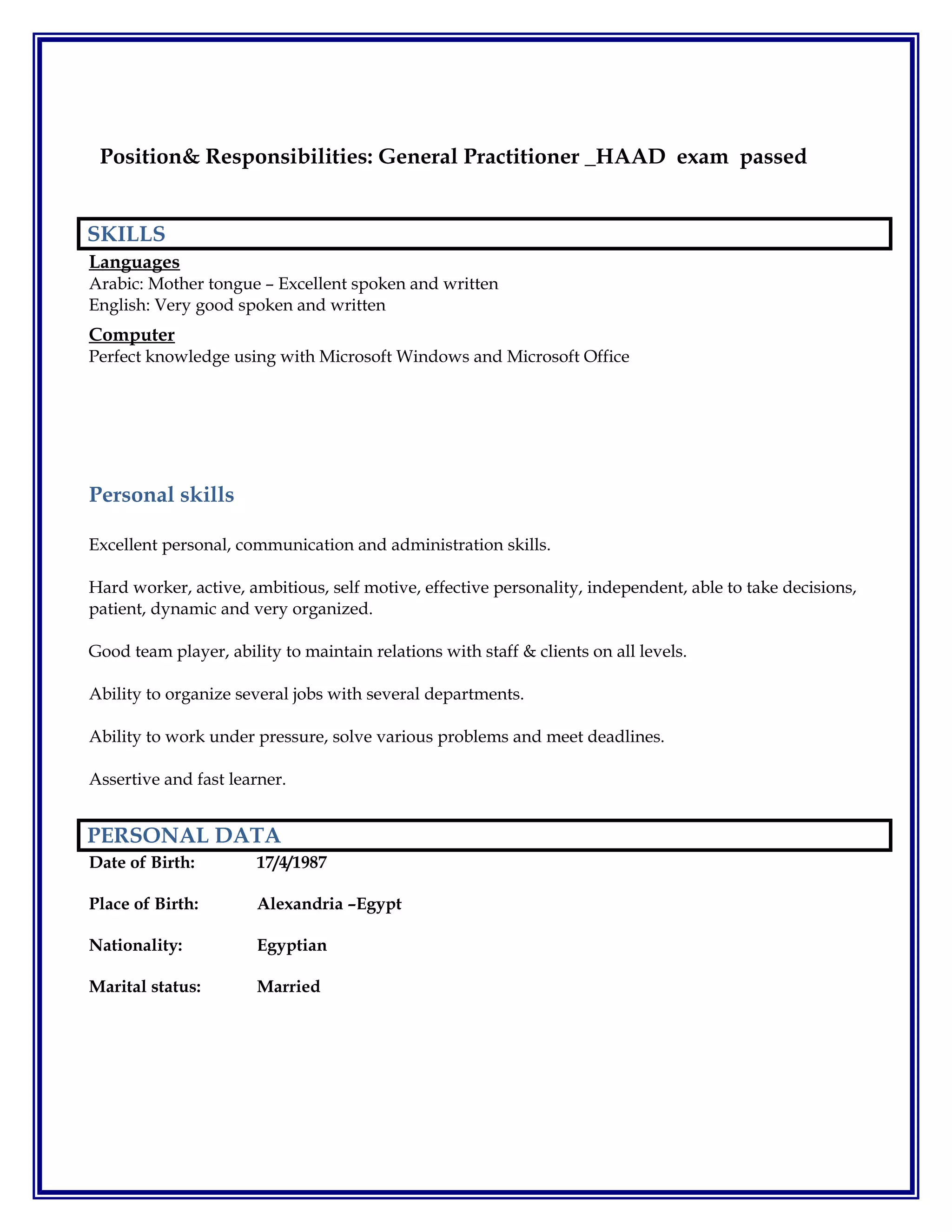 Dr-Dina Said CV | DOC