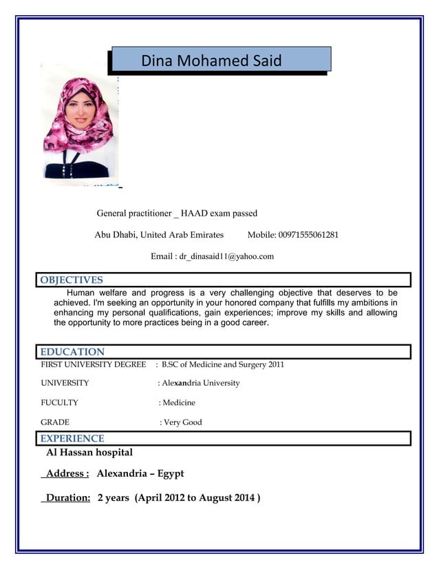 Dr-Dina Said CV | DOC