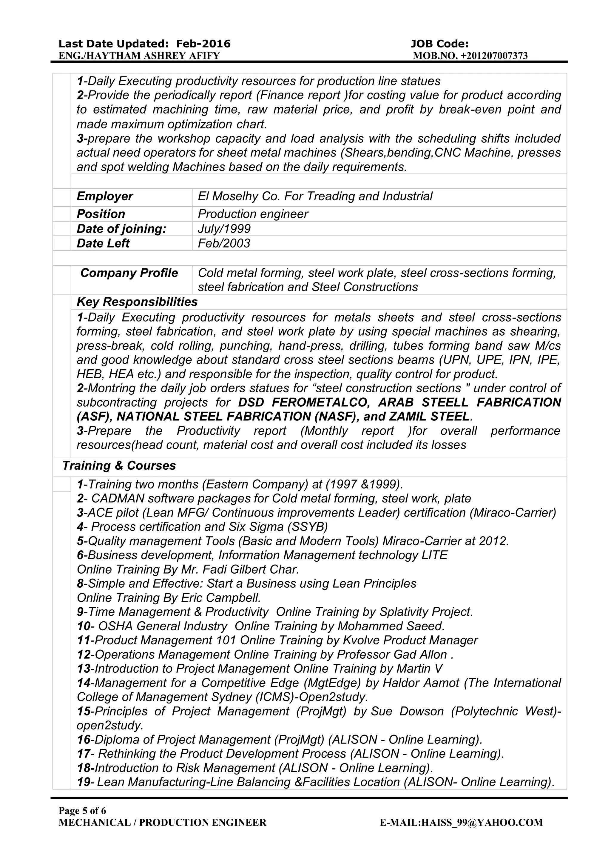 Cv(Haytham Ashrey) | PDF