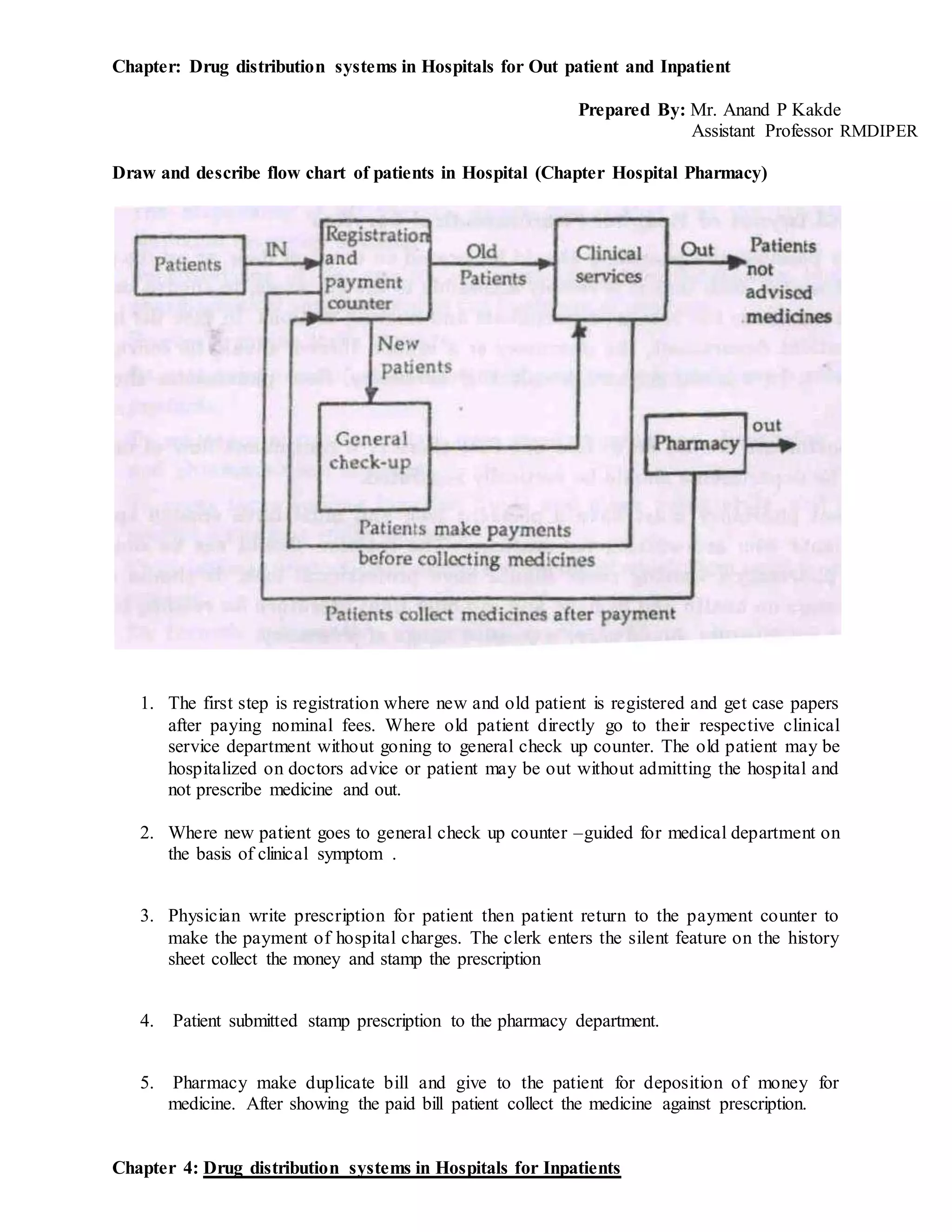 Drug distribution systems in Hospitals for Out patient and Inpatient | DOCX