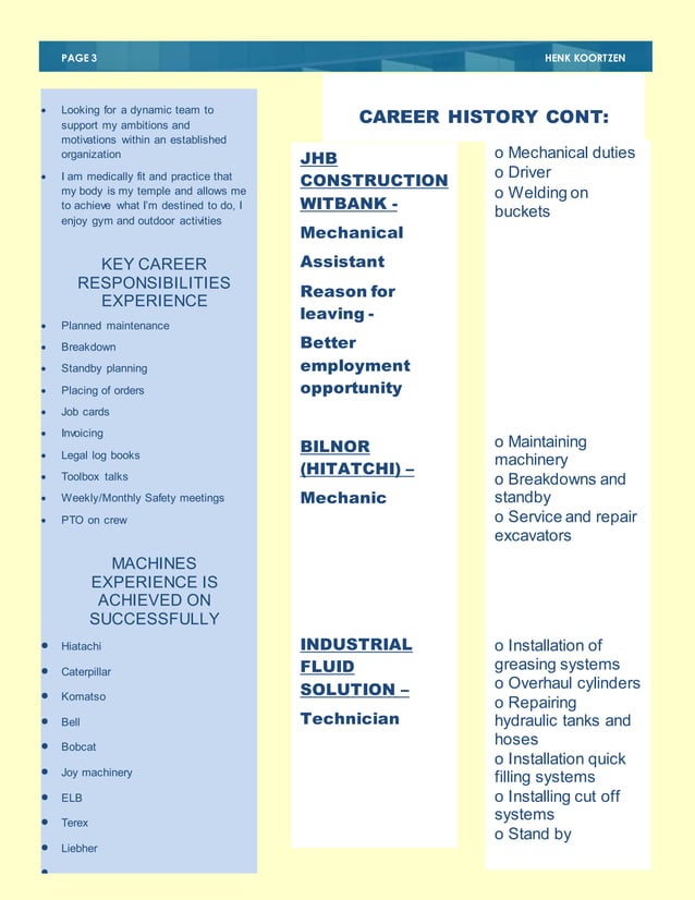 Henk Koortzen CV Updated | DOCX