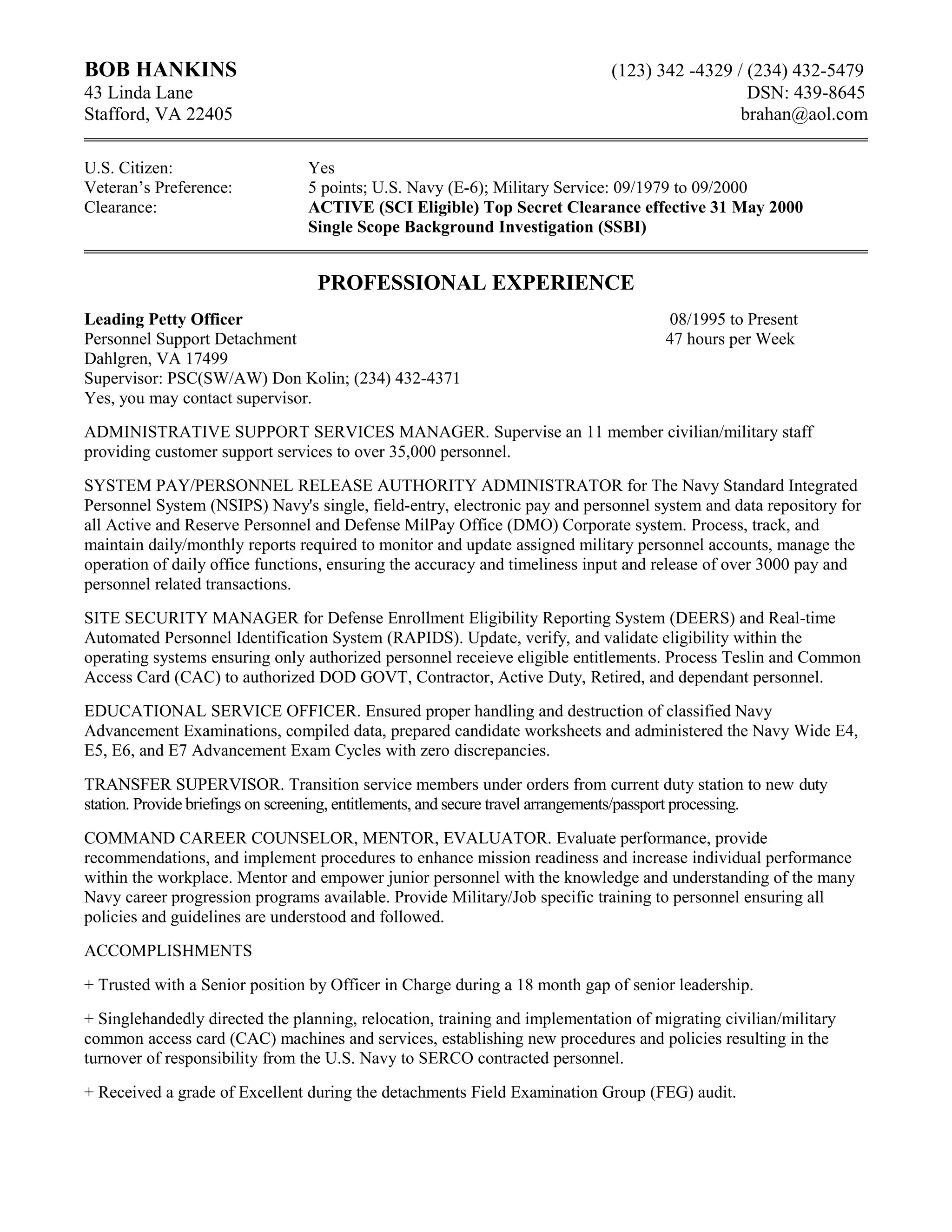 federal resume sample | DOC