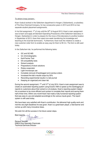 Letter of Recommendation Safechem | PDF