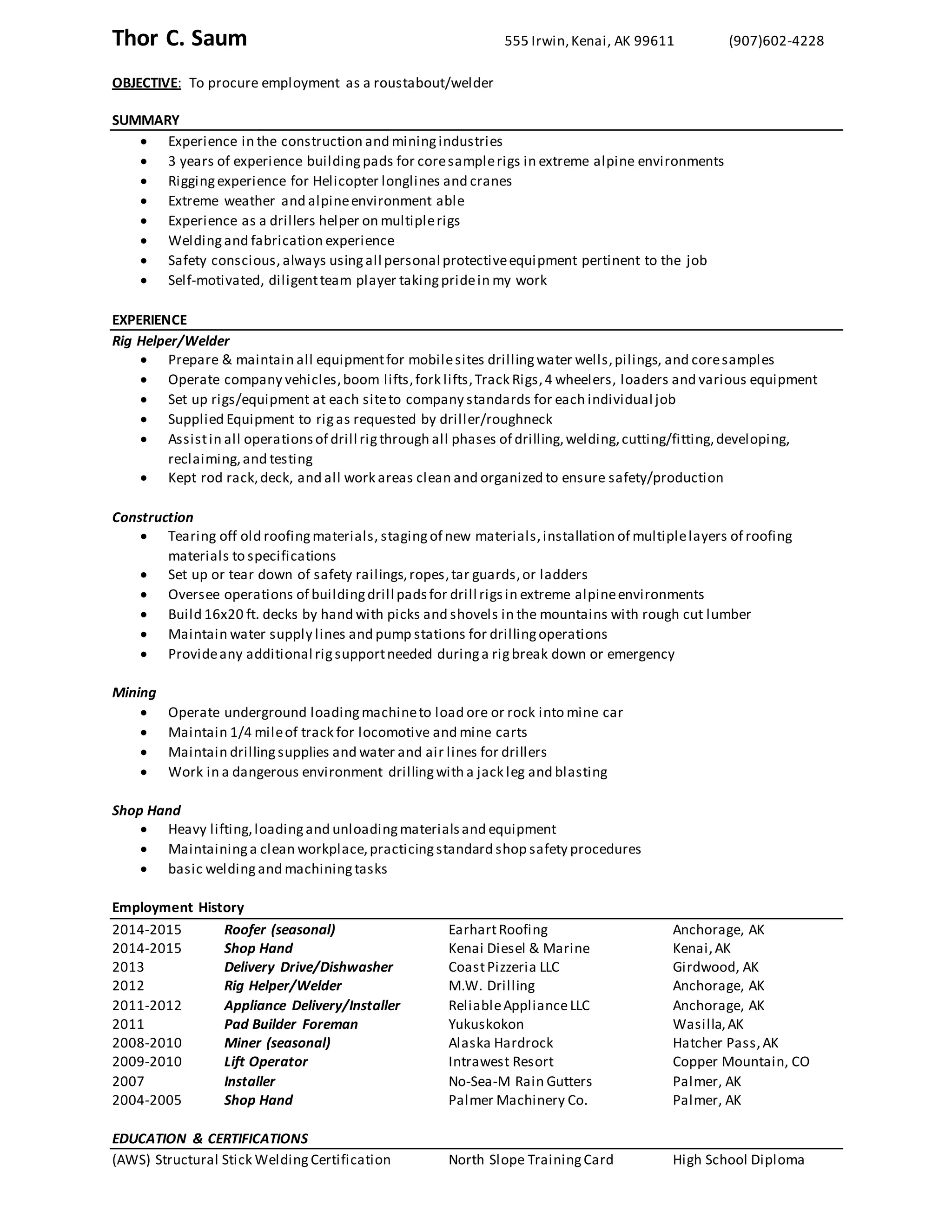 Thor C Saum Resume | DOCX